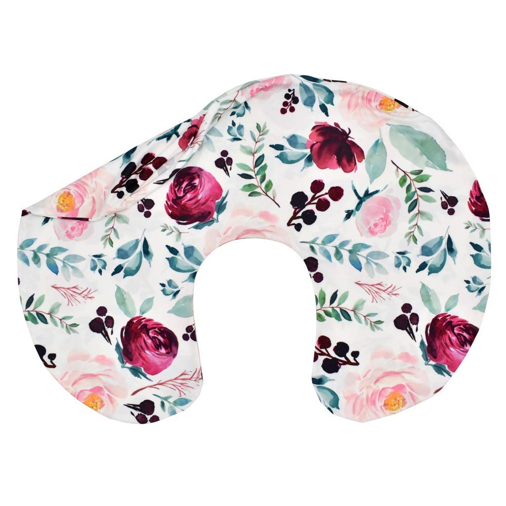 2 Pack (Floral & Peach) Nursing Pillow Cover Slipcover for Breastfeeding Pillows, Soft and Comfortable Safely Fits On Standard Infant Nursing Pillows (Floral & Peach)