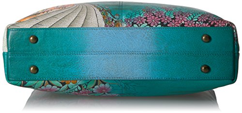 Anna by Anuschka Women's Genuine Leather Medium Shoulder Hobo | Zip-Top Organizer with Side-Zip Pockets | Moon Lit Capri