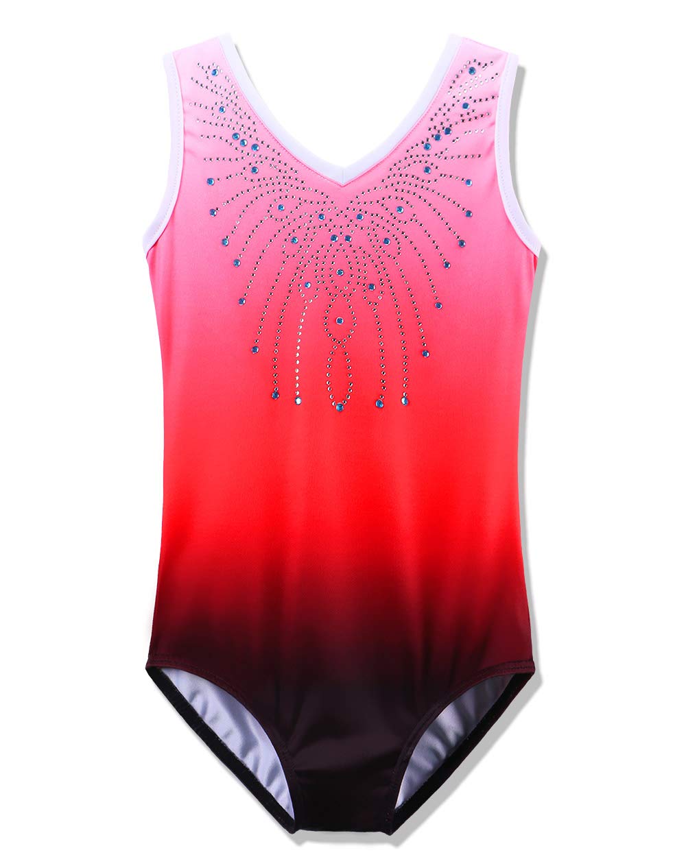 BAOHULU Gymnastics Leotard for Girls Shiny Diamond Ballet Dance One Piece B180_Red_10A