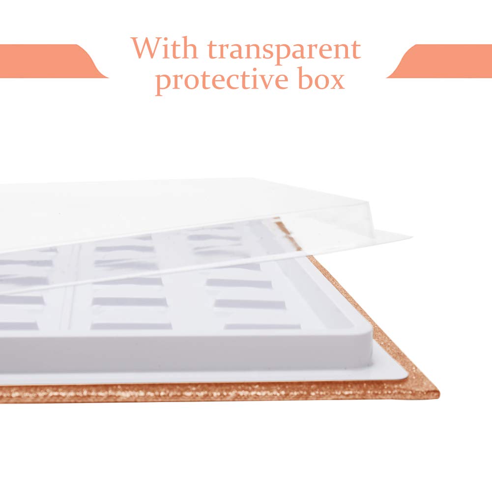 16 Pair Eyelash Storage Book,Makeup Display Sample Container,Eyelash Catalog Travel Glitter Paper rose gold