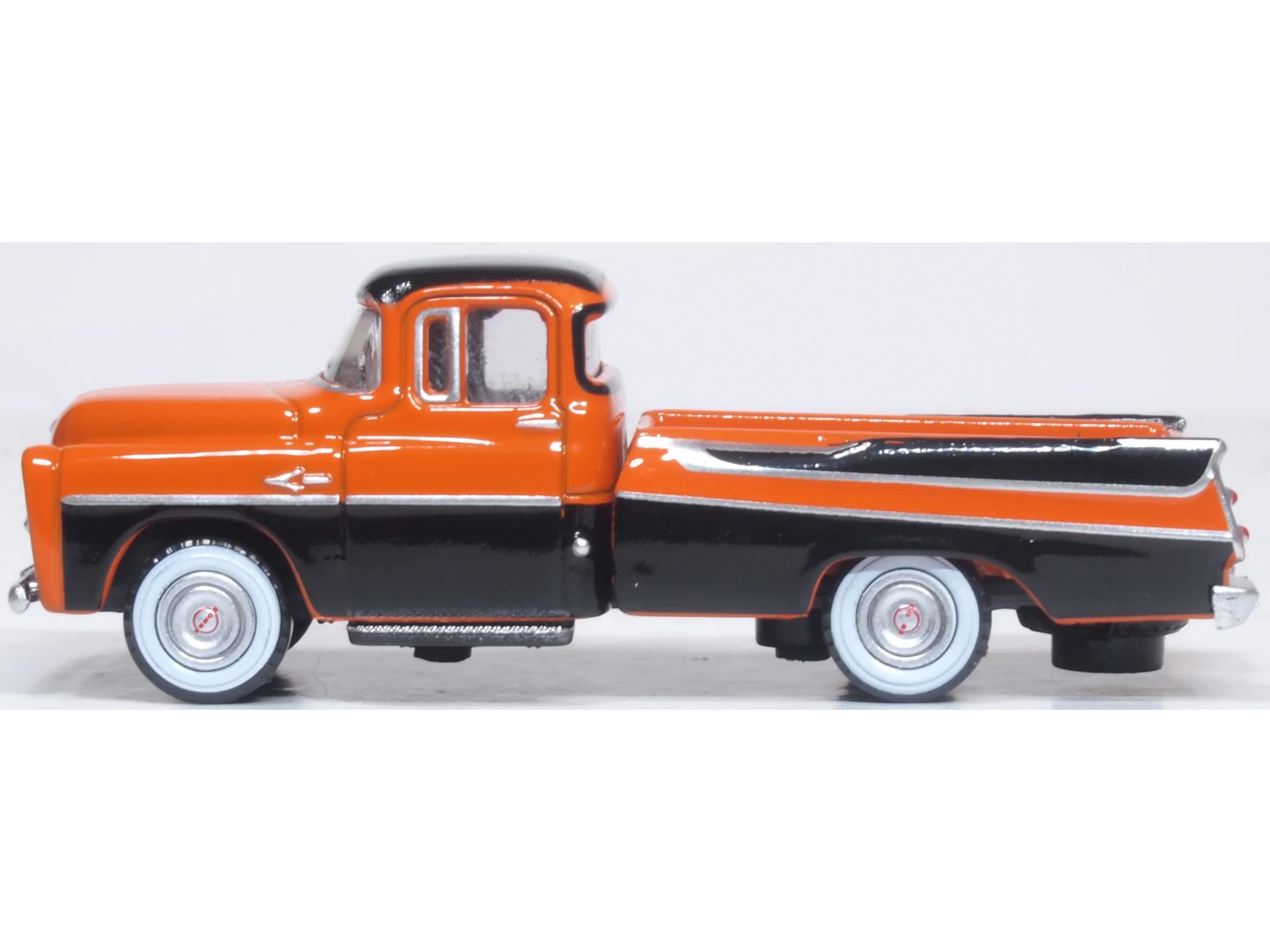 1957 D100 Sweptside Pickup Truck Omaha Orange and Jewel Black 1/87 (HO) Scale Diecast Model Car by Oxford Diecast 87DP57004
