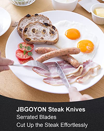 20-Piece Silverware Set for 4, JBGOYON Stainless Steel Flatware Set with Steak Knives, Mirror Polished Tableware Cutlery Set, Utensil Sets for Kitchen Include Knives Spoons Forks