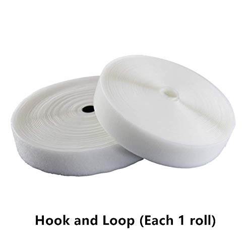 Sew on Hook and Loop Tape 3/4 Inch Width, Non-Adhesive Sticky Back, Sewing Fastening Tape Nylon Fabric Fastener Interlocking Tape Sewing Fasteners for Sewing DIY Crafts (White, 16.4FT)
