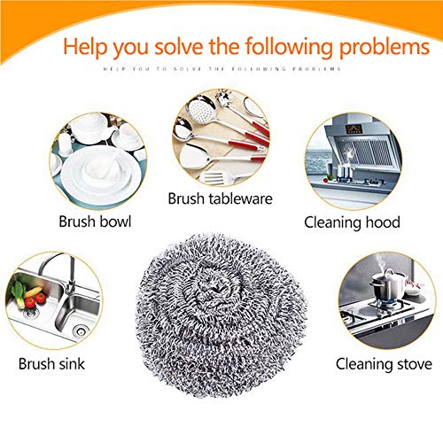 Dr.WOW 6 Pack Stainless Steel Sponges,Extra Large Magic Sponge Pad,Steel Wool Scrubber for Kitchens, Bathroom, Floor Cleaning