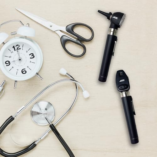 ADC Otoscope/Ophthalmoscope Diagnostic Set, Pocket Size, LED Lamp, 2.5V, Hard Case, Diagnostix 5110NL, Black