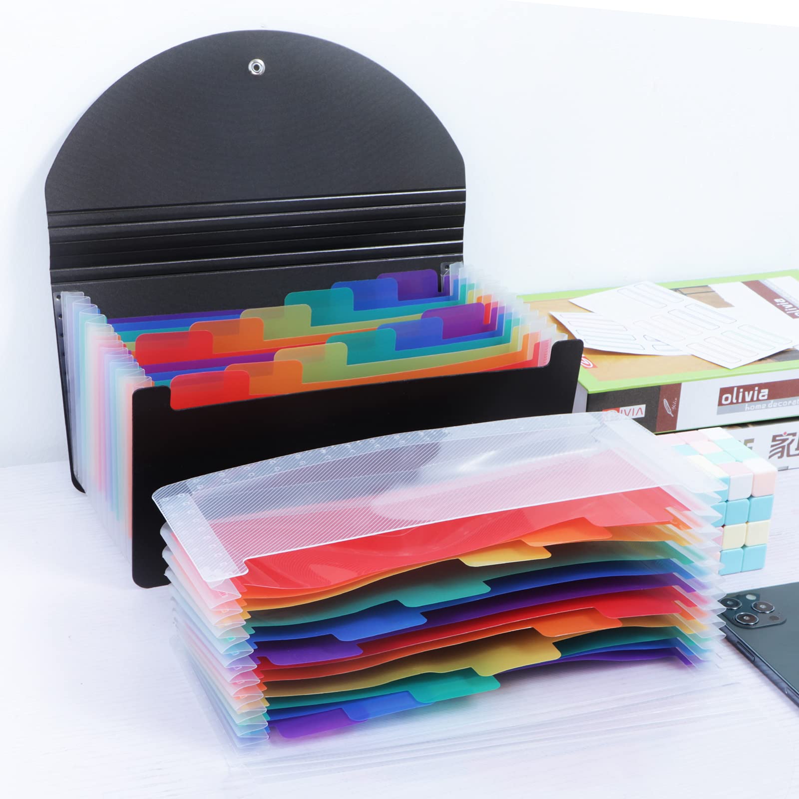 2 Pack 13 Pockets Accordion File Organizer, A6 Mini Expandable File Folder Organizer Wallet for Cards, Coupons, Receipt, Tax Item