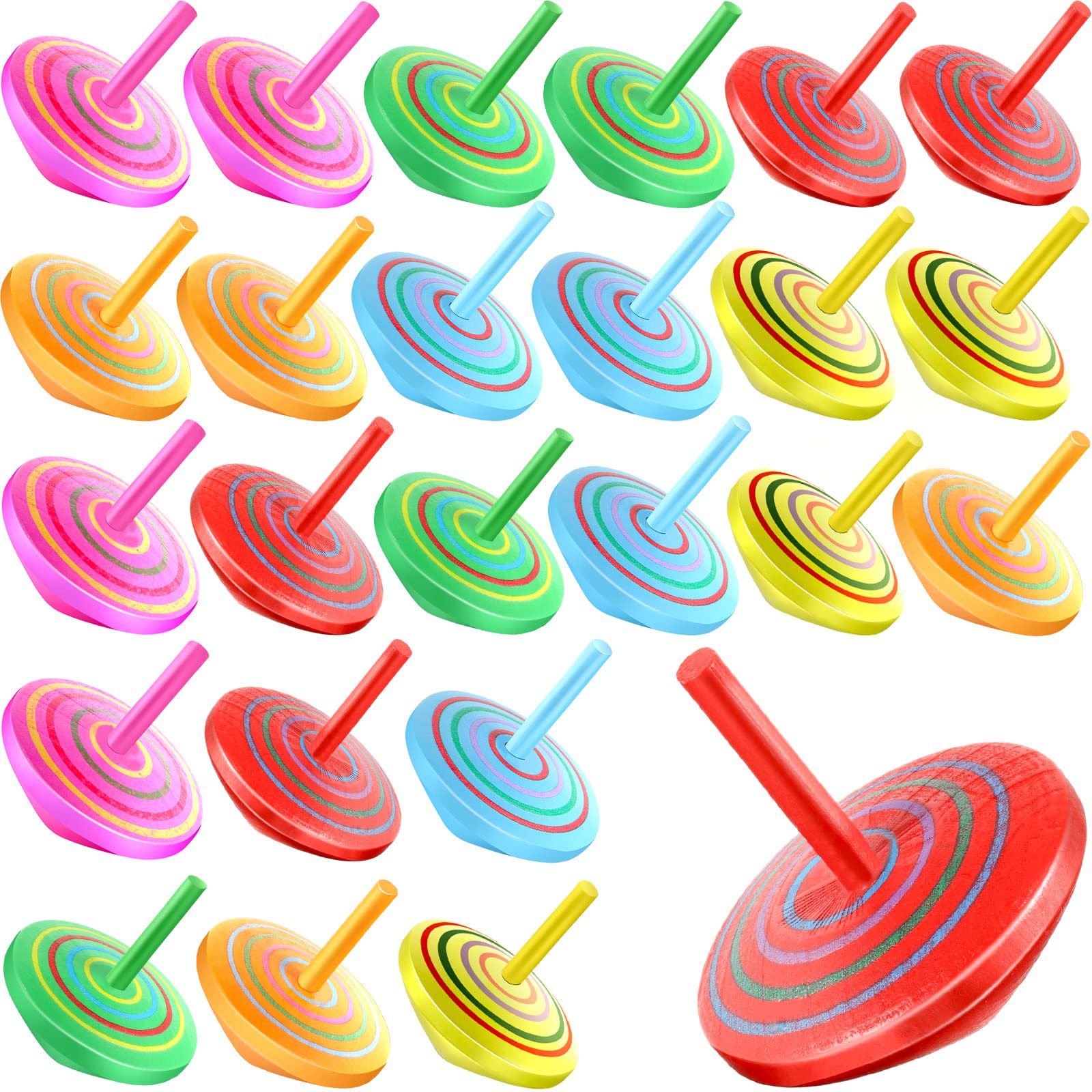 36 Pcs Wooden Gyroscope Colorful Handmade Painted Wood Tops Top Assorted Wooden Top Toy for Educational Toys Family Games Party Favors Gifts