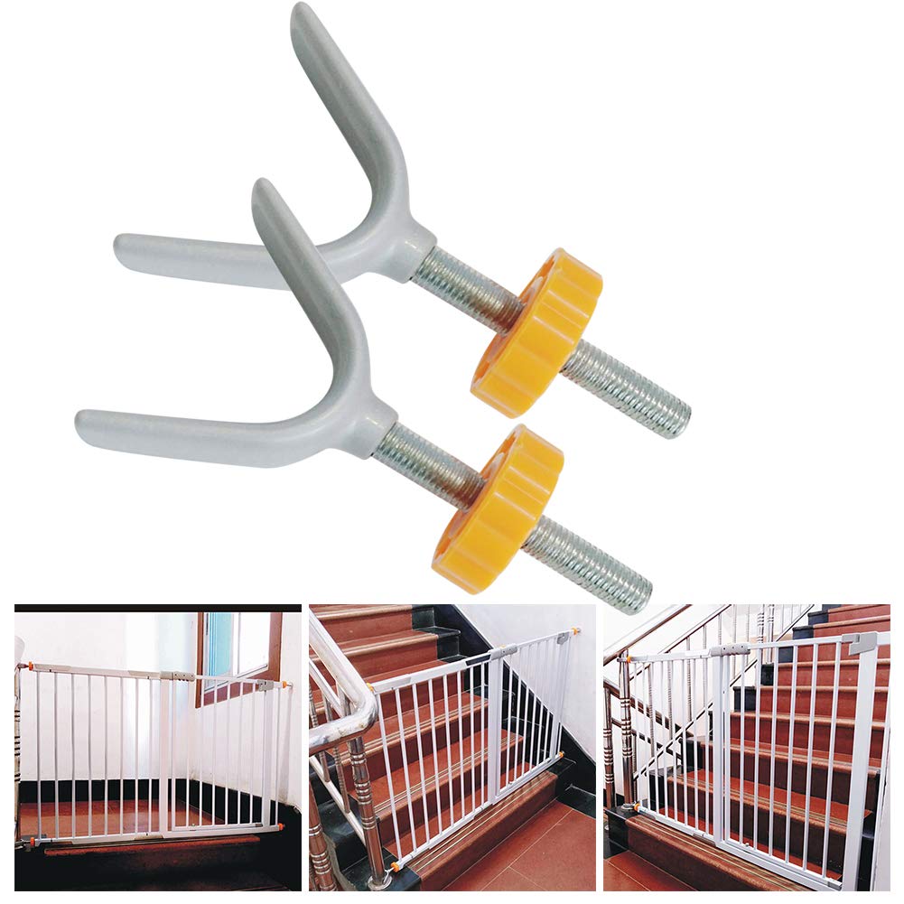 EKDJKK 2Pcs Baby Gate Extra Long Y Spindle M10 (10mm) Stair Banister Adapter Y Threaded Spindle Rods for Pressure Mounted Baby and Pet Safety Gates Baby Tension Gate Extender (White)