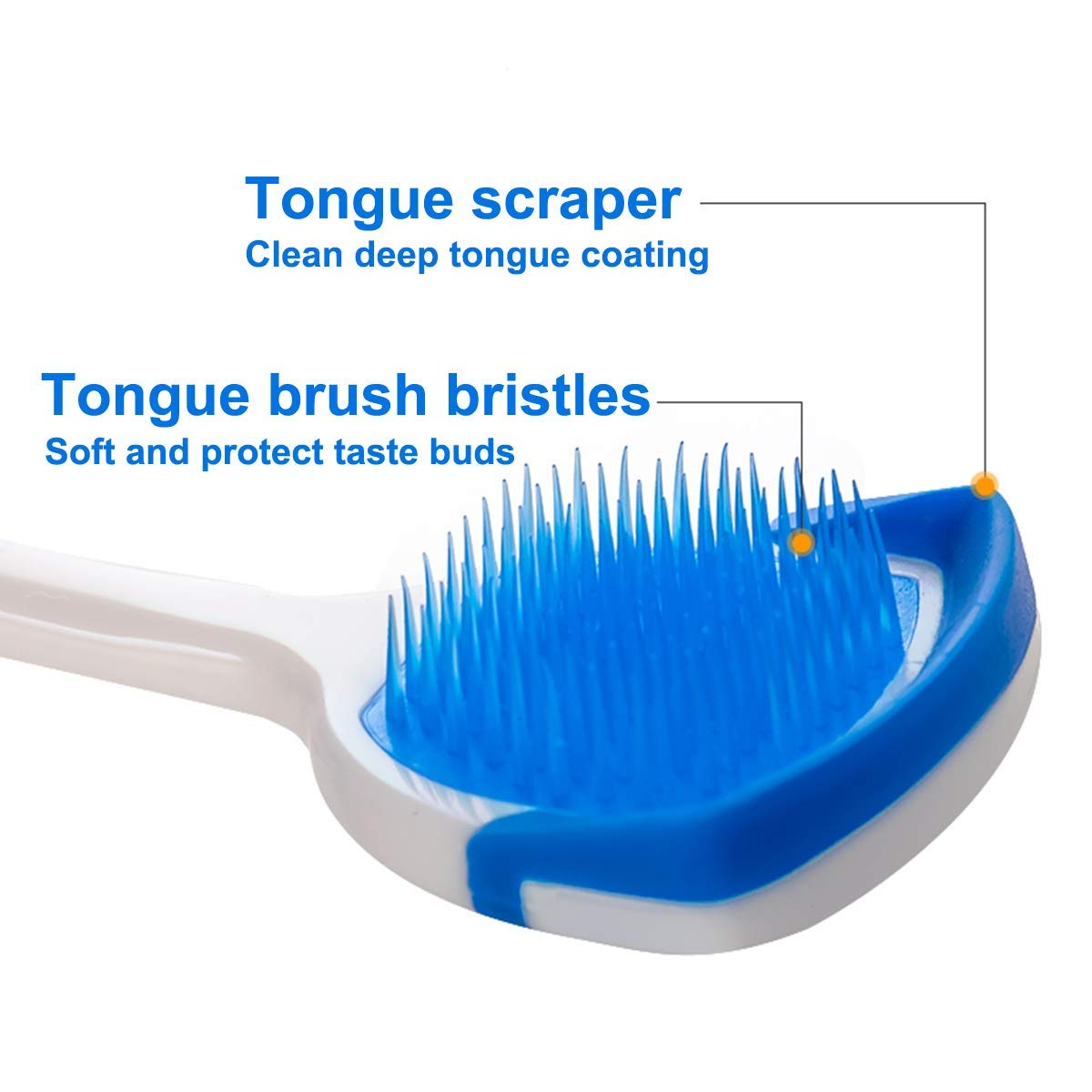 Tongue Brush, Tongue Scraper, Tongue Cleaner Helps Fight Bad Breath, 2 Tongue Scrapers, 2 Pack (Blue & Orange)