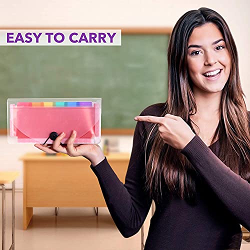 2 Pack 13 Pockets Accordion File Organizer, A6 Plastic Coupon Organizer Wallet Mini Expanding File Folder for Cards, Coupons, Receipt, Tax Item (2 Packs)