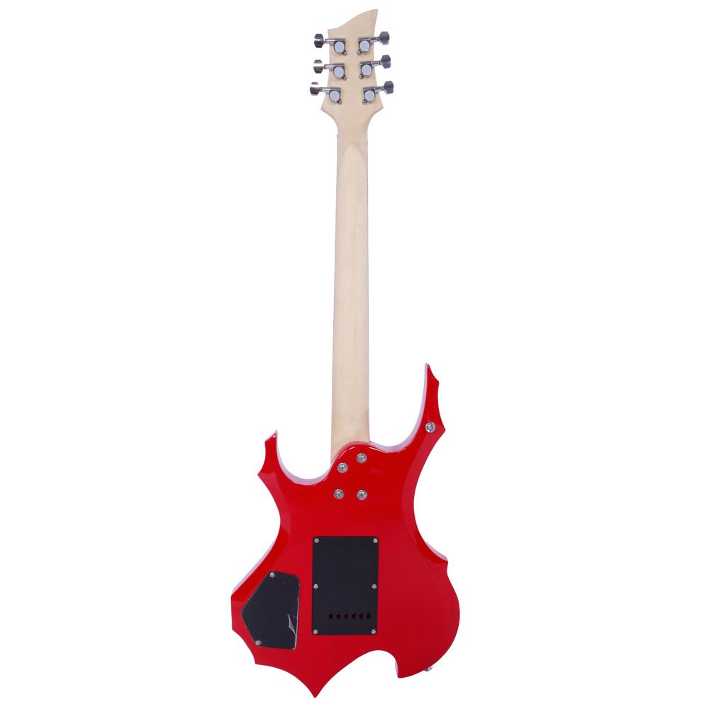 36“ Beginner Flame Shaped Electric Guitar Starter Kit, w/Guitar Bag,Shoulder Strap,Amp Wire,Tremolo Arm, Plectrum (Red)