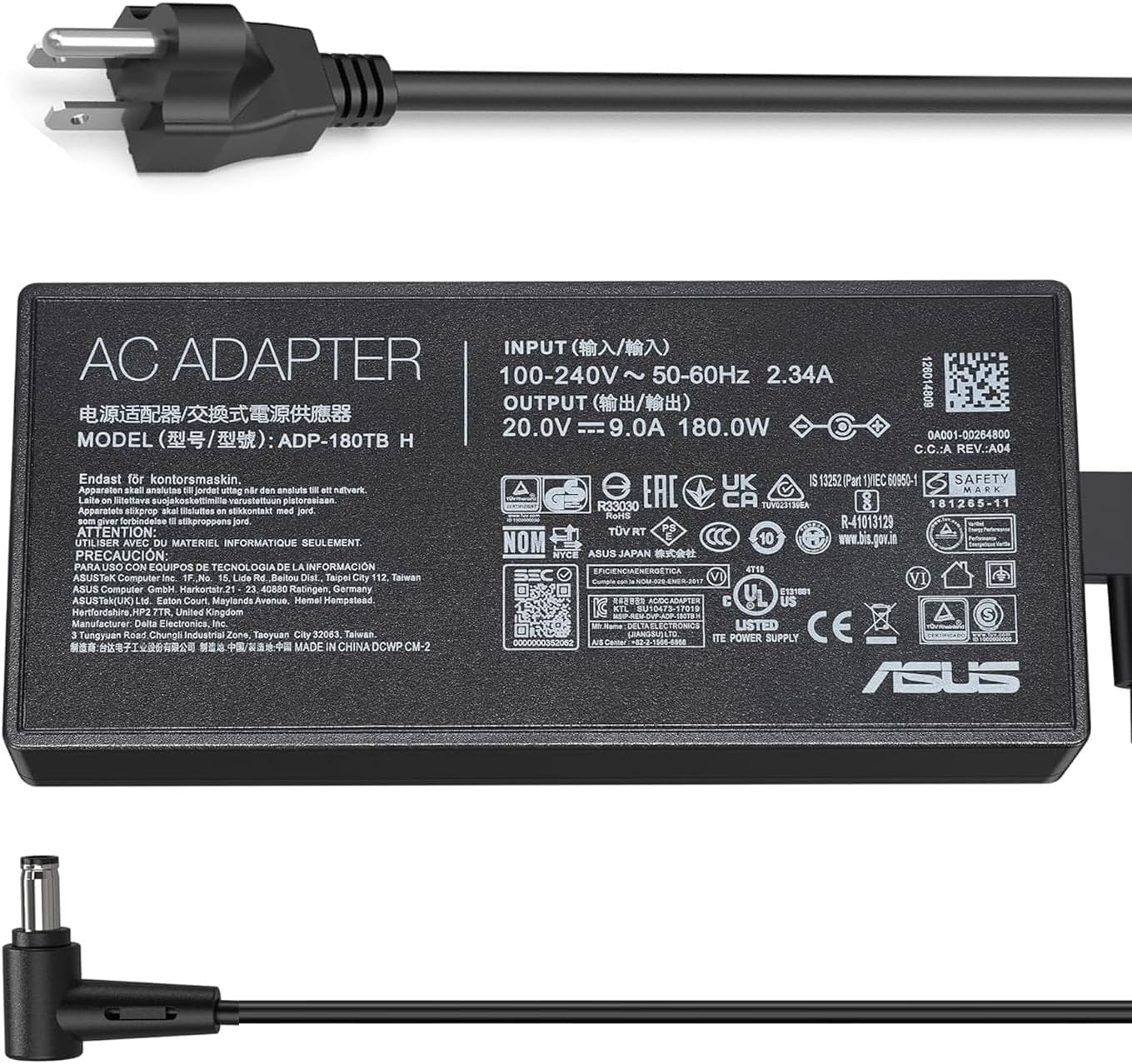 180W AC Adapter Fit for Asus Gaming Laptop ROG Zephyrus G GA502 TUF FX705D FX705DD FX705DT FX505D FX505DD FX505D FX505DD FX505DT FX505DU FX505DY FX505G FX505GT FX505 Power Supply Charger