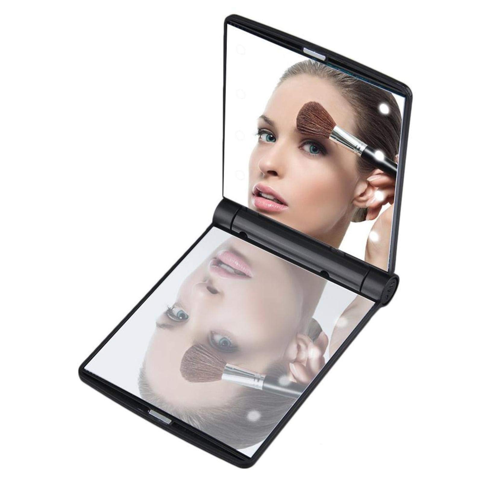 FQYYDD Illuminated Makeup Mirror Portable Makeup Folding Mirror 1Pcs