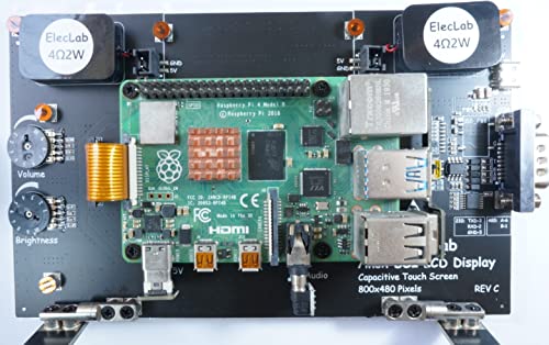 ElecLab 7 Inch 800x480 DSI Touchscreen Monitor Capacitive LCD Display RS232/RS485 Speaker Bracket for RPI 4B 3B+ 3B 3A+ 2B B+