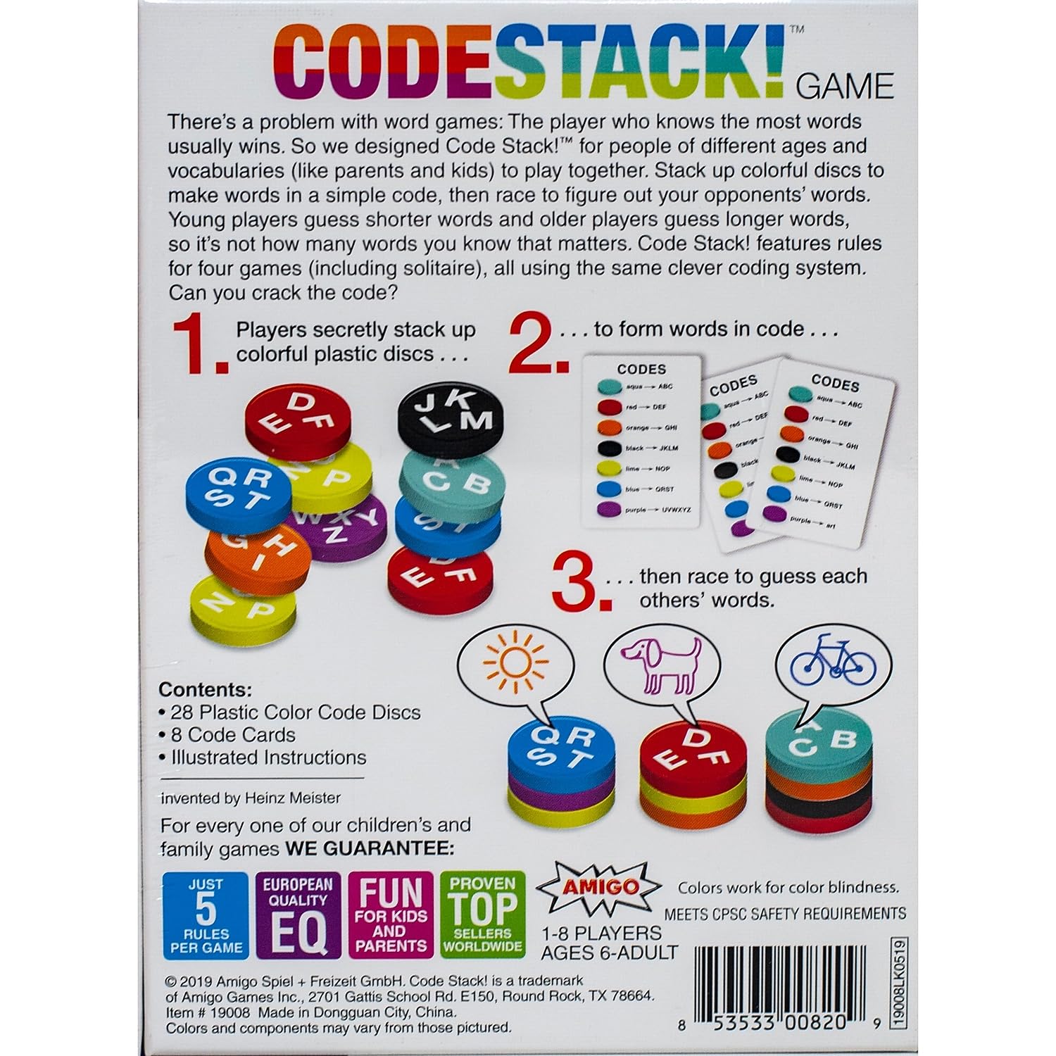AMIGO Code Stack! — Crack The Code Family Word Game with 4 Games in 1 for Up to 8 Players