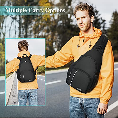 BAIGIO Camera Sling Bag Small Camera Backpack for Photographers,Water-resistant Camera Crossbody Bag Travel Caemra Backpack for DSLR SLR Mirrorless Camera