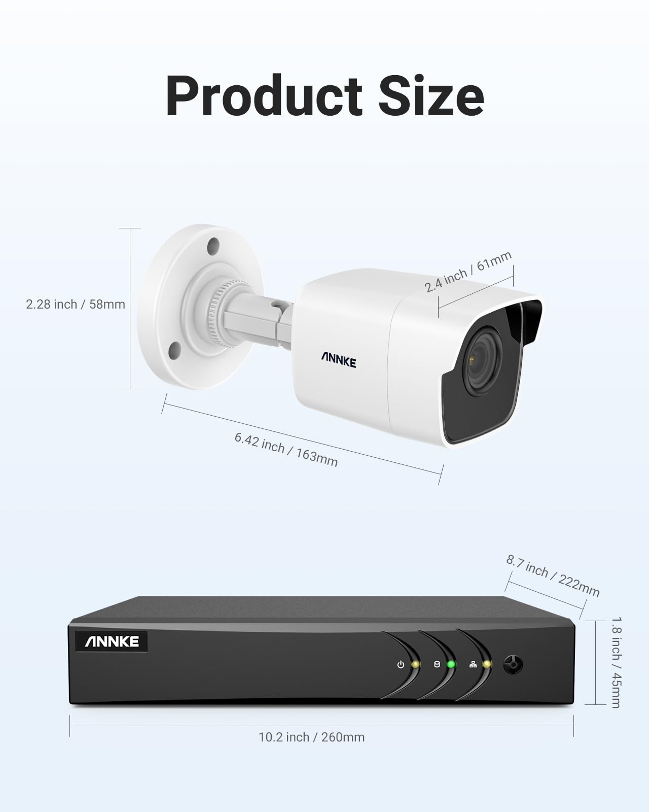 ANNKE 5MP Home Security Camera System with AI Human/Vehicle Detection, 8CH H.265+ DVR Recorder with 4X 5MP (2560TVL) Wired IP67 Outdoor CCTV Cameras, 100 ft EXIR Night Vision with Smart IR & WDR