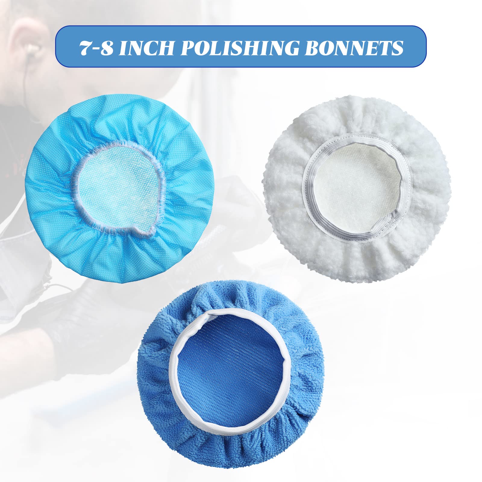 20 Pieces Car Orbital Buffer Polisher Pad Bonnet Microfiber Max Baxer Bonnet Polishing Bonnet Buffing Pad Cover (7-8 Inches)