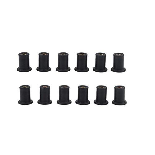 12pc Durable Metric Rubber Well Nuts Windshield Bolts for Motorcycles Kayak Canoe Boats (Diameter 5 mm,Fit for M5 Bolts)