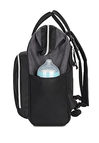 Bananafish Diaper Bag - Multi-Function Design Nappy Bag for Baby Care or Travel - Carry or Wear as Backpack - Large Capacity in Trendy, Stylish Design, Black/Grey, one Size