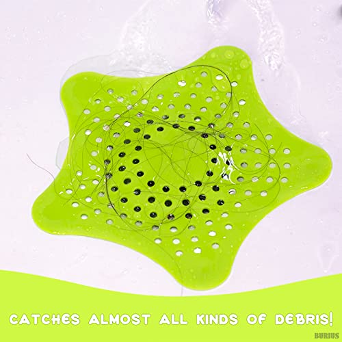 3Pcs Starfish Rubber Sink Strainers - Drain Hair Catcher - Kitchen Sink Strainer Stopper Silicone Drain Cover - Tub Drain Hair Catcher, Bathroom Sink Drain Strainer for Sink, Bathtub Strainer
