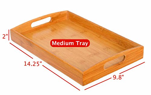 BirdRock Home 3 pc Breakfast Bed Tray (Rounded) - Bamboo - Cut Out Handles - Set of 3 - Bamboo - Nesting