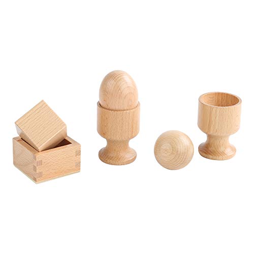 Adena Montessori Inspired 3D Object Fitting Exercise - Wooden Toys for Fine Motor Skills - 6-12 Months Educational Baby Toy Set