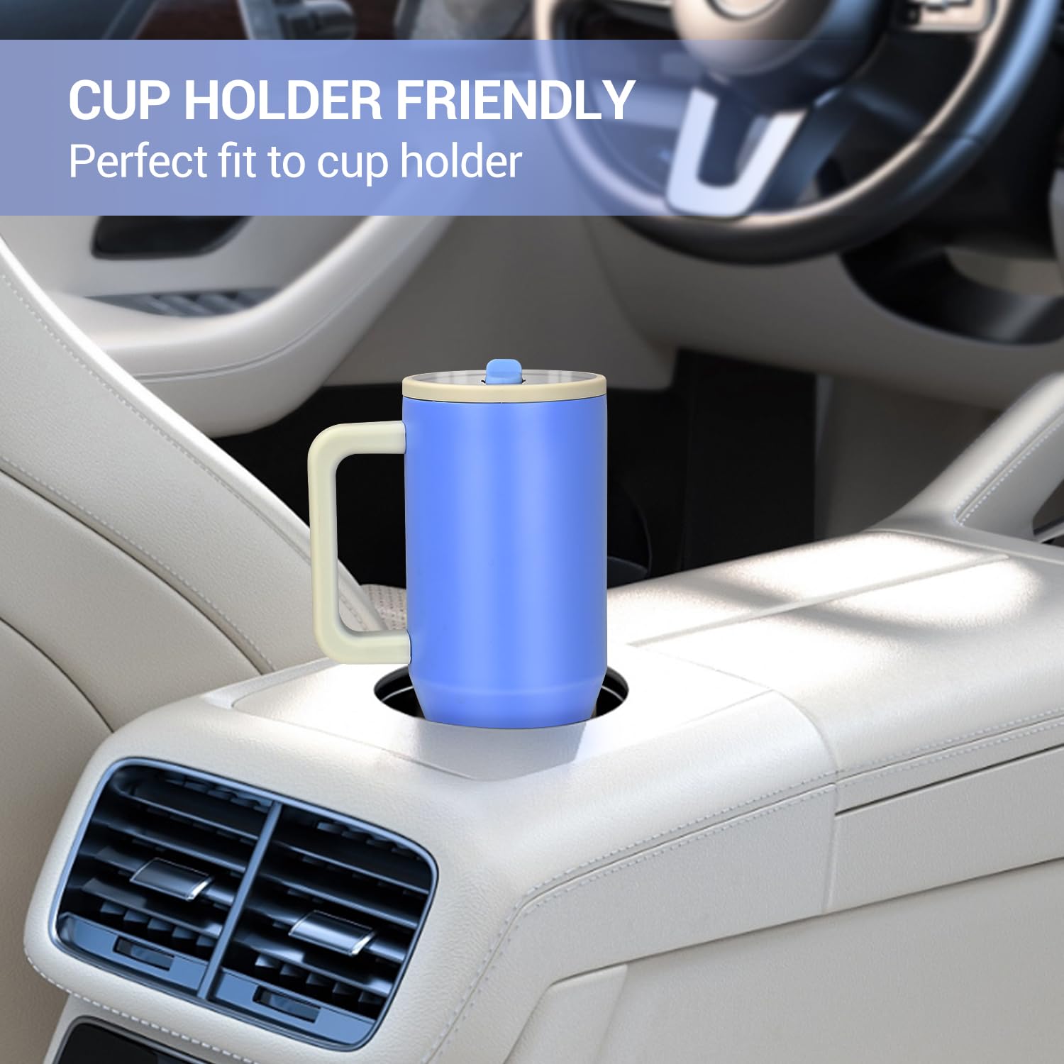 32 oz Tumbler with Handle Flip Straw | Rubber Base Straw | 100% Leak Resistant Water Bottle | Insulated Cup Reusable Stainless Steel Water Bottle Travel Mug (Riptide, 32oz)