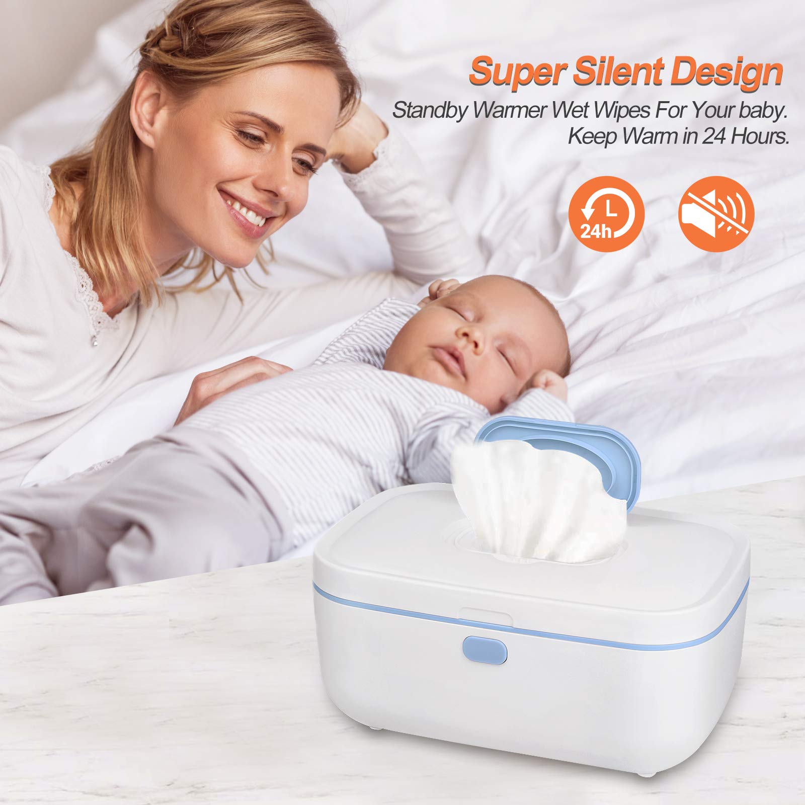 Wipe Warmer,Baby Wipe Warmer - Wet Wipe Warmer Baby is Super Fast Top Heating System with Constant Temperature, LED Display Shows Precise Temperature(White Blue)