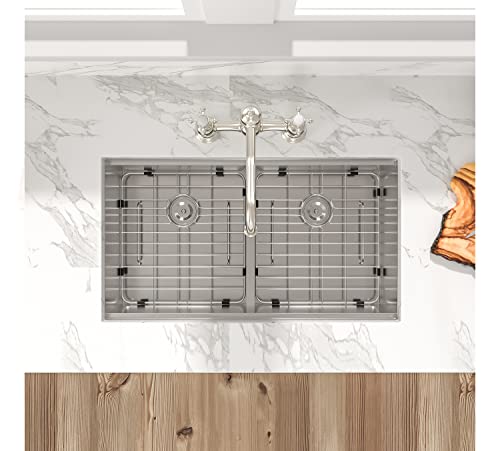 30 Kitchen Sink Double Bowl - Sarlai 30 x 19 inch Undermount Sink Stainless Steel 16 Gauge Two Basin Low Divider 50/50 Under Counter Deep Kitchen Sinks with Accessories