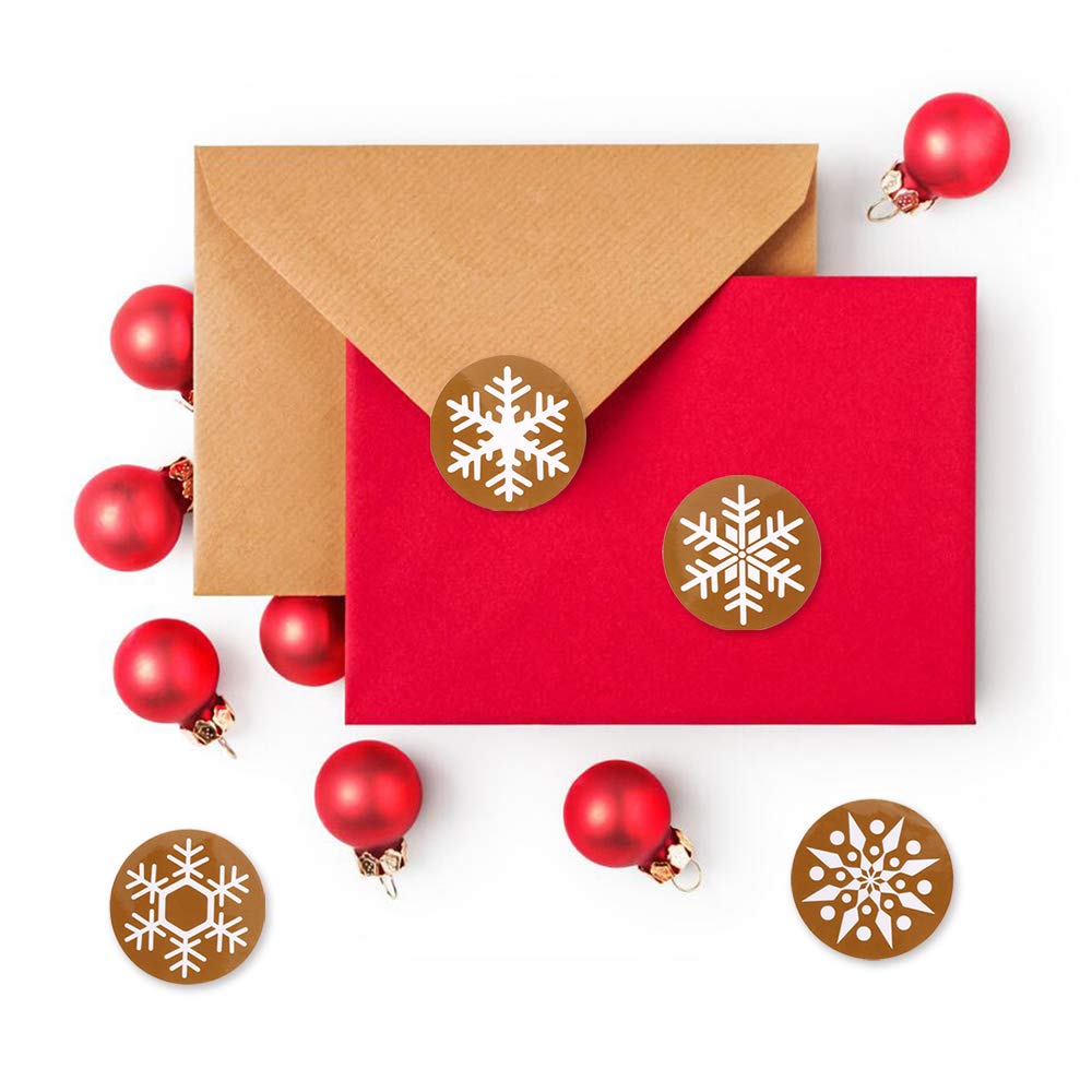 CCINEE Snowflake Stickers,Self Adhesive Snow Round Stickers for Christmas Label and Wrapping Supply,500PCS