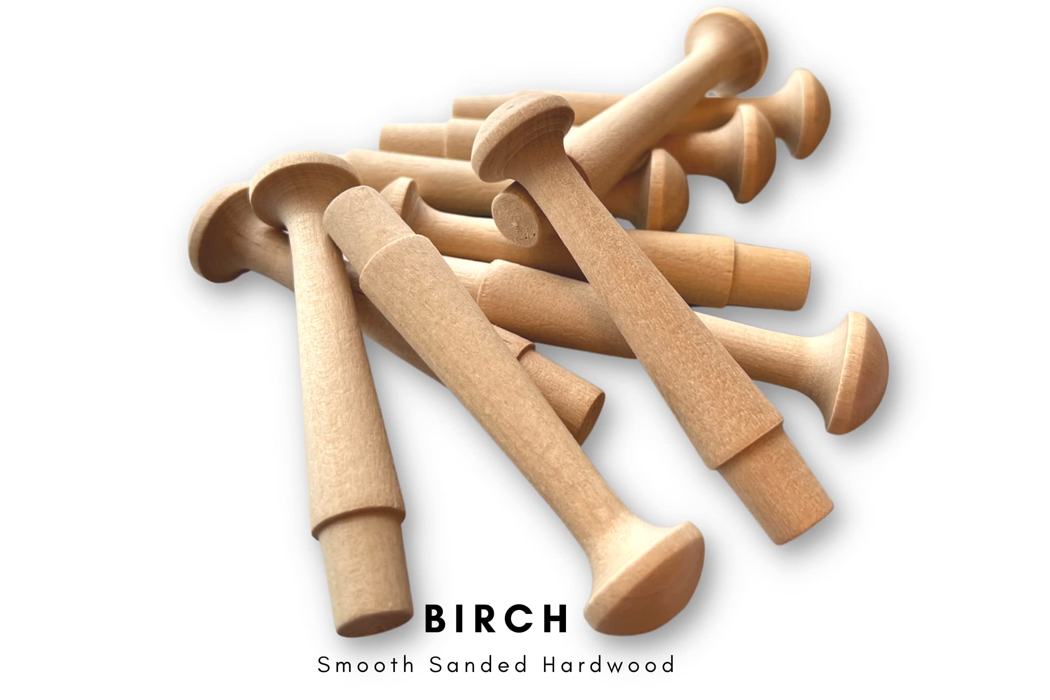 3-1/2 Inch Shaker Pegs with 5/8 Inch Tenon - 10-Pack - Unfinished Hardwood Birch Wooden Hooks, for Coat Wall Racks, Towel Hanging, Cups or Mugs - Use for Crafting, Woodworking and DIY Projects