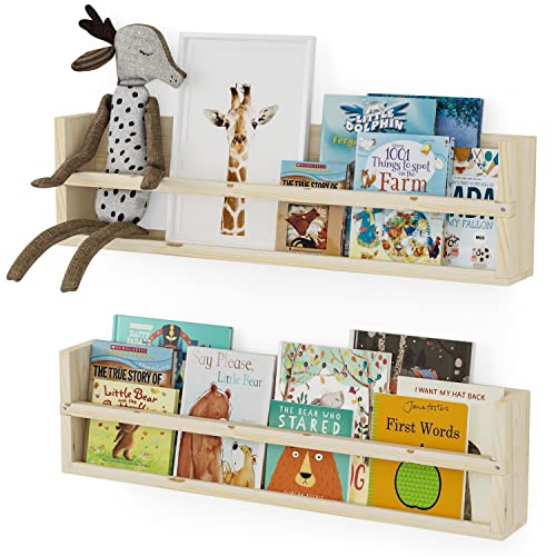 brightmaison Polynez 30" Floating Shelves for Wall & Nursery Book Shelves, Kids Bookshelf for Wall Multiuse Wall Shelf Set of 2 Unfinished Floating ShelfUnfinished