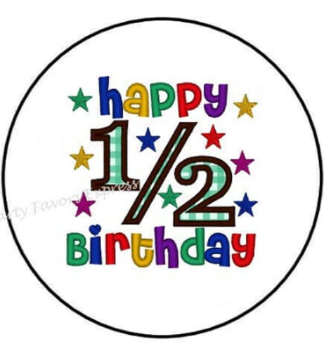 30 Pcs 1.5" Inch Happy 1/2 Half Birthday Stickers - Birthday Stickers - Happy Birthday Stickers for Envelope Seals Labels - D #AA61RK