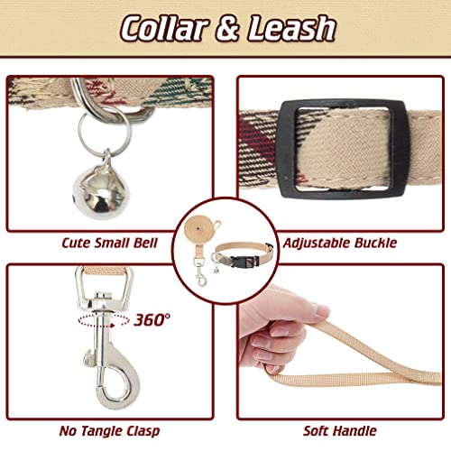 EXPAWLORER Classic Plaid Puppy Harness - Small Dog Collar and Leash - Soft Mesh Padded Adjustable Small Dog Vest Harness No Pull, Reflective Escape Proof for Outdoor Walking