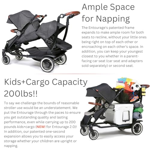 Austlen Entourage 2.0 Double Stroller in Navy (Also Available in Black)