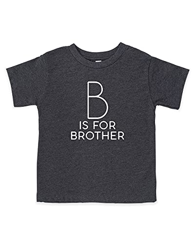 ELLA COLE COMPANY Big Brother Shirt for Toddler B is for Brother T-Shirt (Dark Grey, 2T)