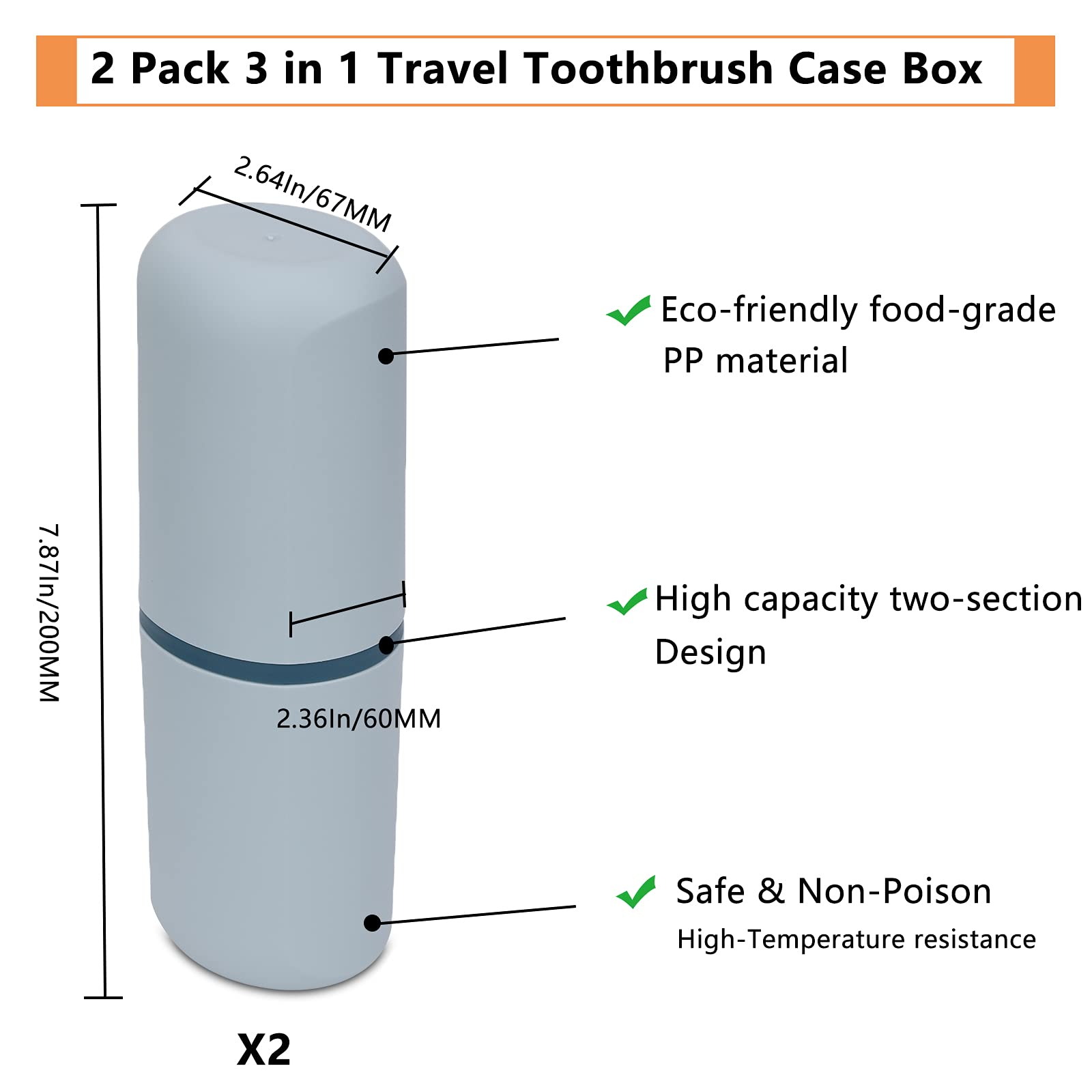 CEE 8 Pack Travel Toothbrush Case & 2 Pack 3 in 1 Travel Toothbrush Cup Case Box, Plastic Breathable Portable Toothbrush Holder Toothpaste Storage Box Cup for Travel, Business, Home, Camping, School