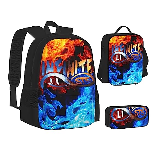 3-Piece Unisex Backpacks Set Including Travel Daypack, Lunch Tote Bag And Pencil Case Combination For Men Women