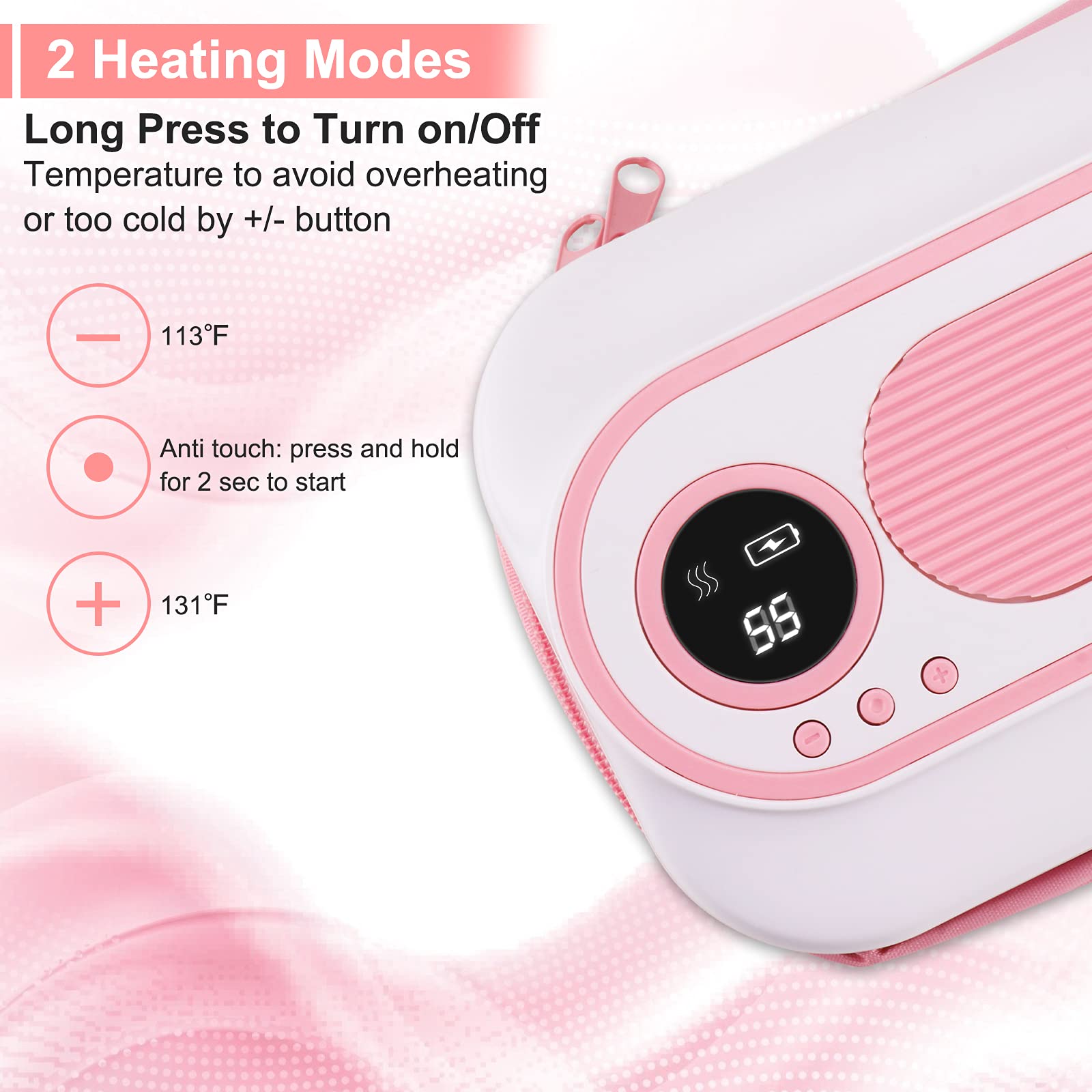 Portable Wipe Warmer, Baby Wipes Dispenser with 2 Modes of Temperature Heating Control, BPA-free Smart Led Display Baby Diaper Wipe Warmer for outdoor&indoor, without charging Can Last 4 Hours