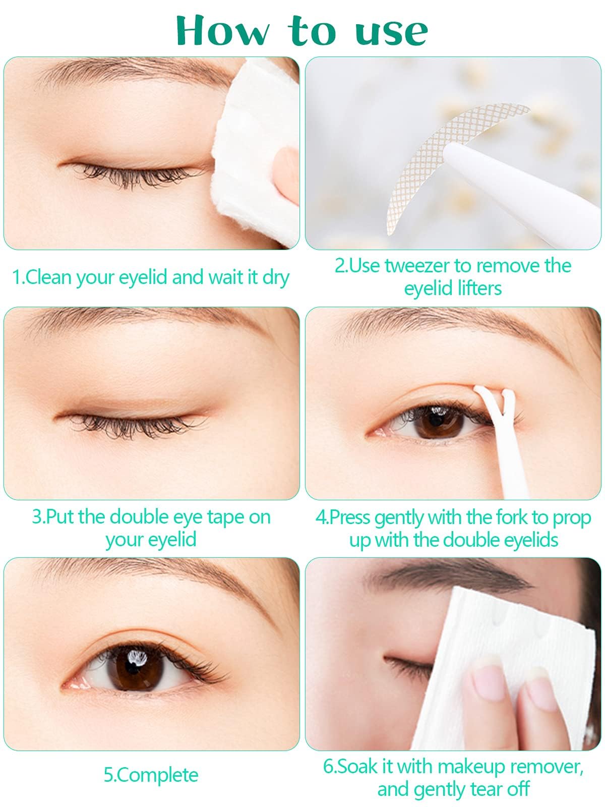 Lorvain 1800 PCS Breathable Eyelid Tape, 3 Rolls Single-sided Eye Stickers Sticky Natural Invisible Double Eyelid Sticker with Y Ford and Tweezers (Slim)