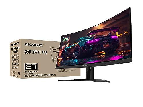 GIGABYTE G27QC A (27" 165Hz 1440P Curved Gaming Monitor, 2560 x 1440 VA 1500R Display, 1ms (MPRT) Response Time, 88% DCI-P3, HDR Ready, 1x Display Port 1.2)