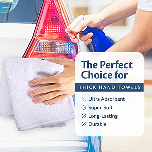 Car Care Essentials Wash Dry and Detail Towels, Set of 12, White, 100% Ring Spun Cotton, 16” X 27”, 4.25 lbs. per dz. Heavy Thick, Premium Multi-Purpose Towels