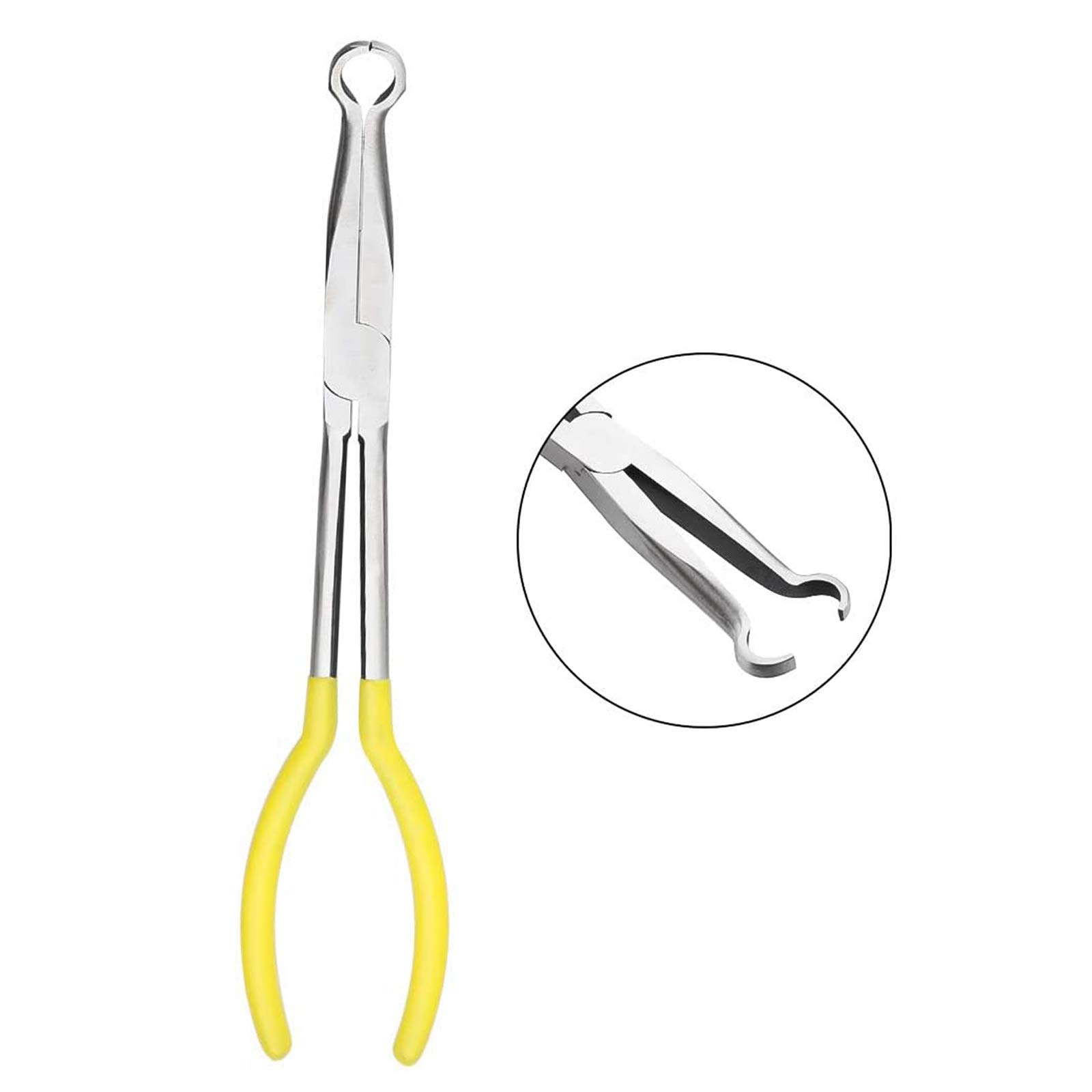 3-piece 11 Inch Long Reach Long Nose Pliers 25 degrees plier, circle plier,work for Mechanics Technicians and Contractors Work with Delicate or Difficult-to-Reach Pieces Milled-Jaws Steel Needle Nose