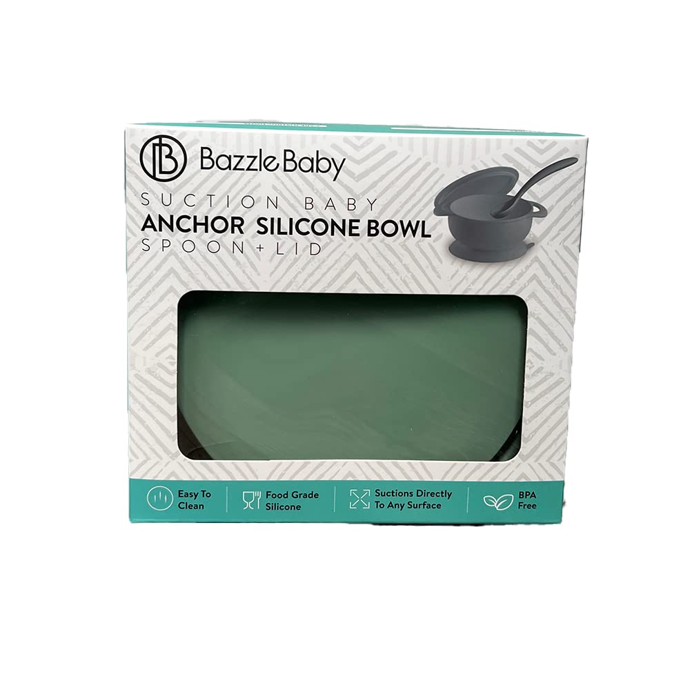 Bazzle Baby Silicone Suction Bowls with Suction Lid and Spoon 3-piece set BPA Free Silicone | Perfect for 4-36 Months