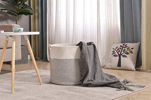 Baskets for Clothes Storage, Large Rope Laundry Basket, Woven Basket for Clothes,Bags,Toys,Towels, Hamper for Laundry, Rope Basket, Blanket Basket, Environmental Protection Material