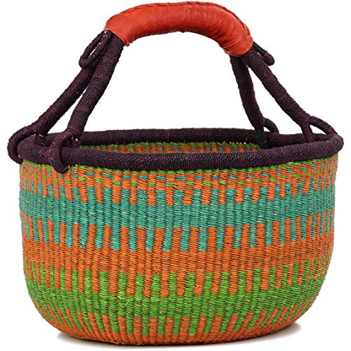Fair Trade Ghana Bolga African Large Market Basket 16-17.50" Across X 9-11" Tall (plus handle), GB01L.66676
