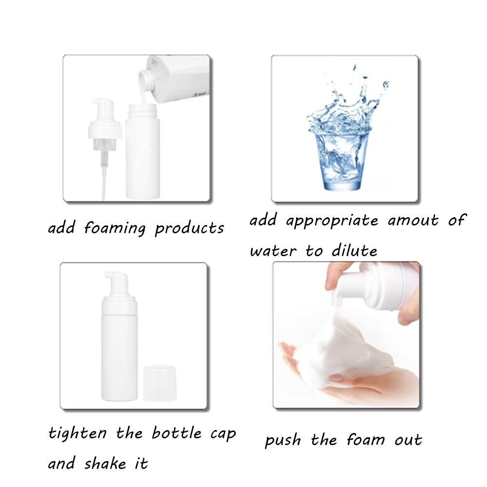 150ml White Empty Plastic Foam Pump Bottles, Soap Pump Dispenser Bottles for Travel Bathroom Kitchen Sink Countertop (3Pcs)