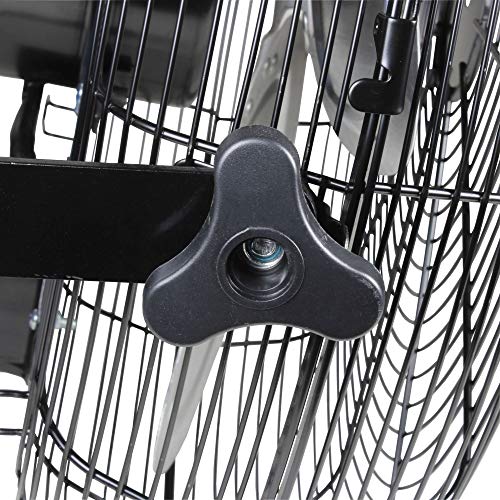 Comfort Zone CZHVW18 18β High-Velocity 3-Speed Industrial Wall Mount Fan, 360-Degree Angle Adjustment, All-Metal Construction, and Steel Mounting Bracket, Black