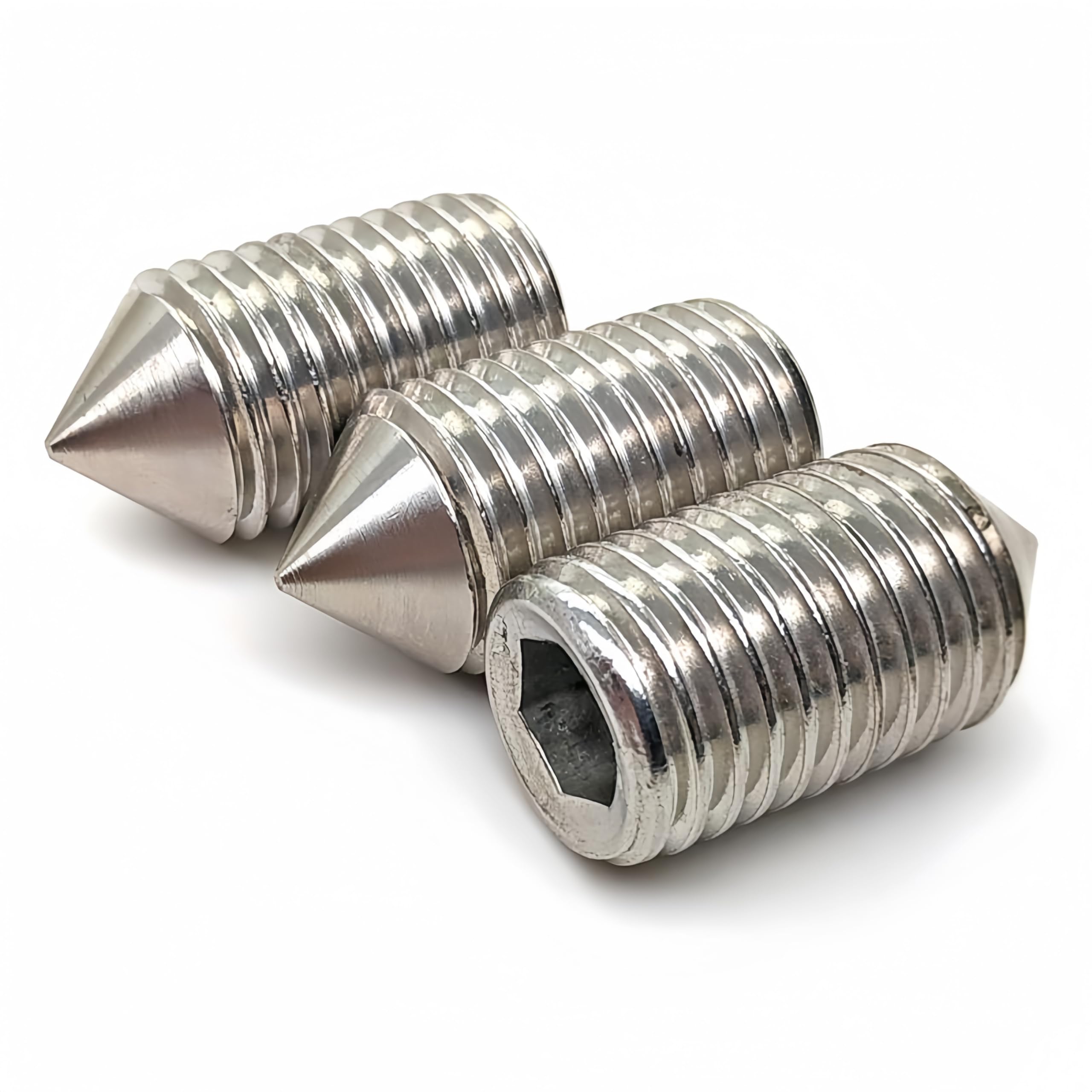M3 x 8mm Cone Point Screws, Hex Socket Set Screws, Metric Grub Screws, A2-70, DIN914 Stainless Steel, 250Pcs